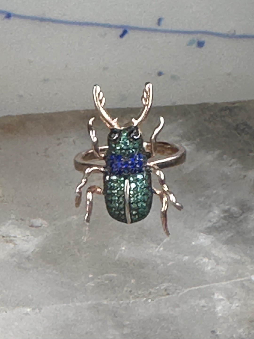 Insect Ring Bug Beetle Vermeil Size 6 Sterling Silver Women - Etsy