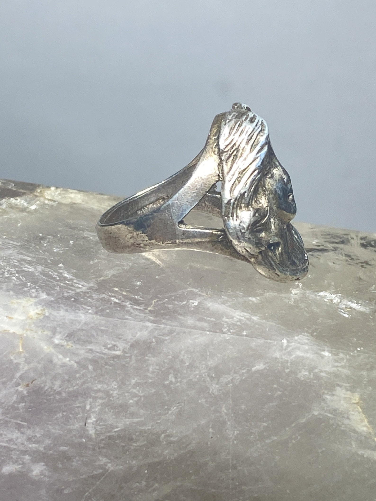 Lady Face Ring Art Deco Flower Floral Sterling Silver Women | Etsy