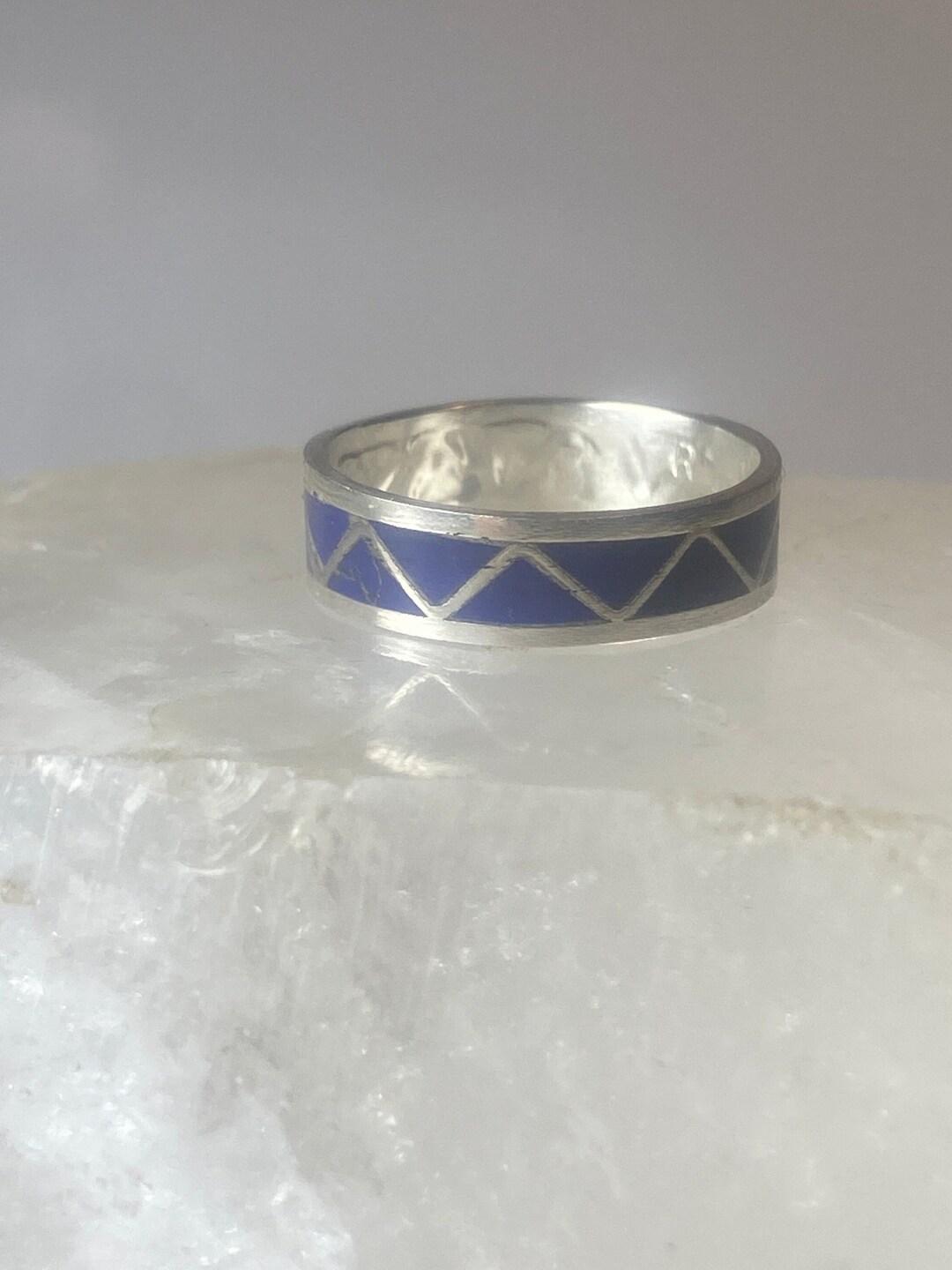 Blue Lapis Band Ring Size 9.50 Southwest Sterling Silver Women B - Etsy