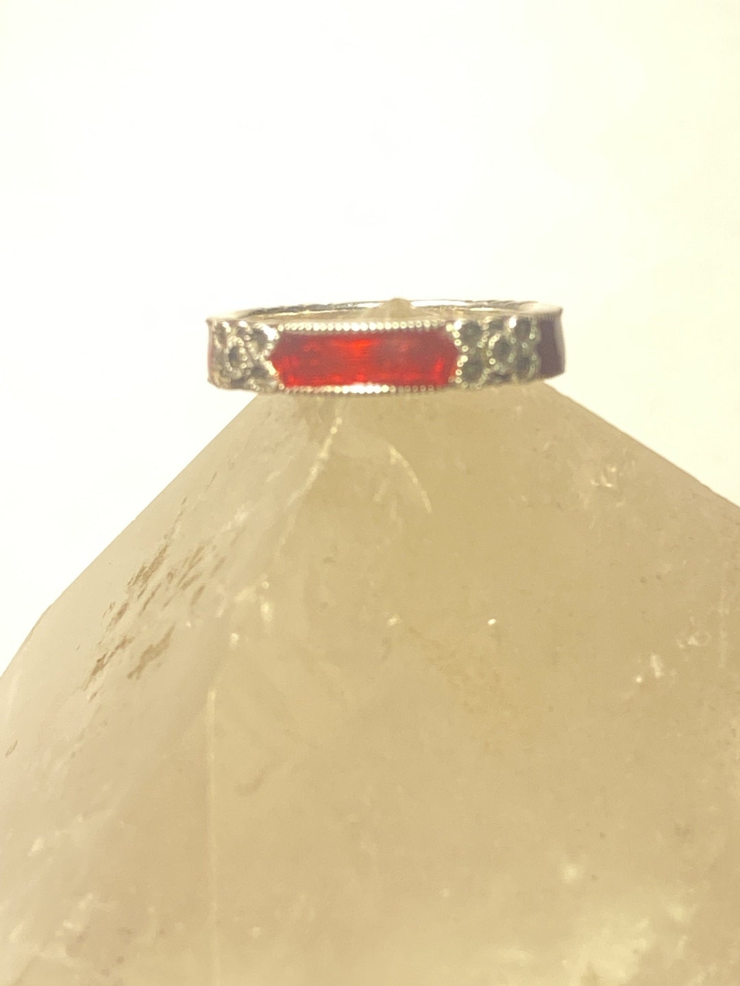 Judith Jack Ring 5.75 Red Band Marcasites Art Deco Stacker Pinky ...