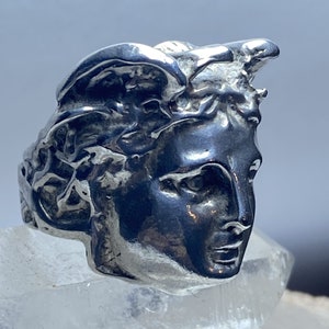Classical Face Ring With Bird on Head Sterling Silver Size 4.25 - Etsy