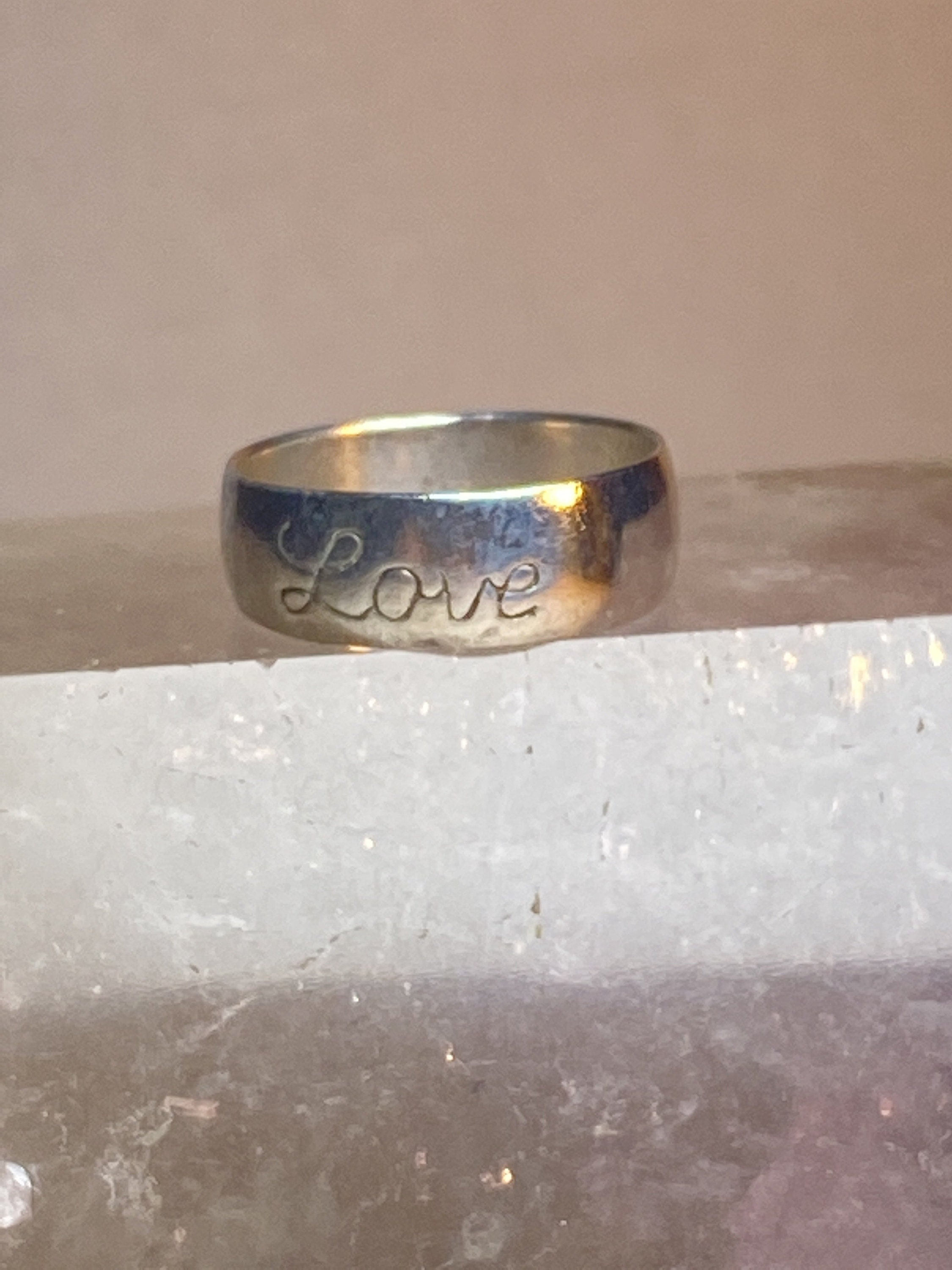 Love Ring Heart Valentine Band Sterling Silver Ring Women Size - Etsy