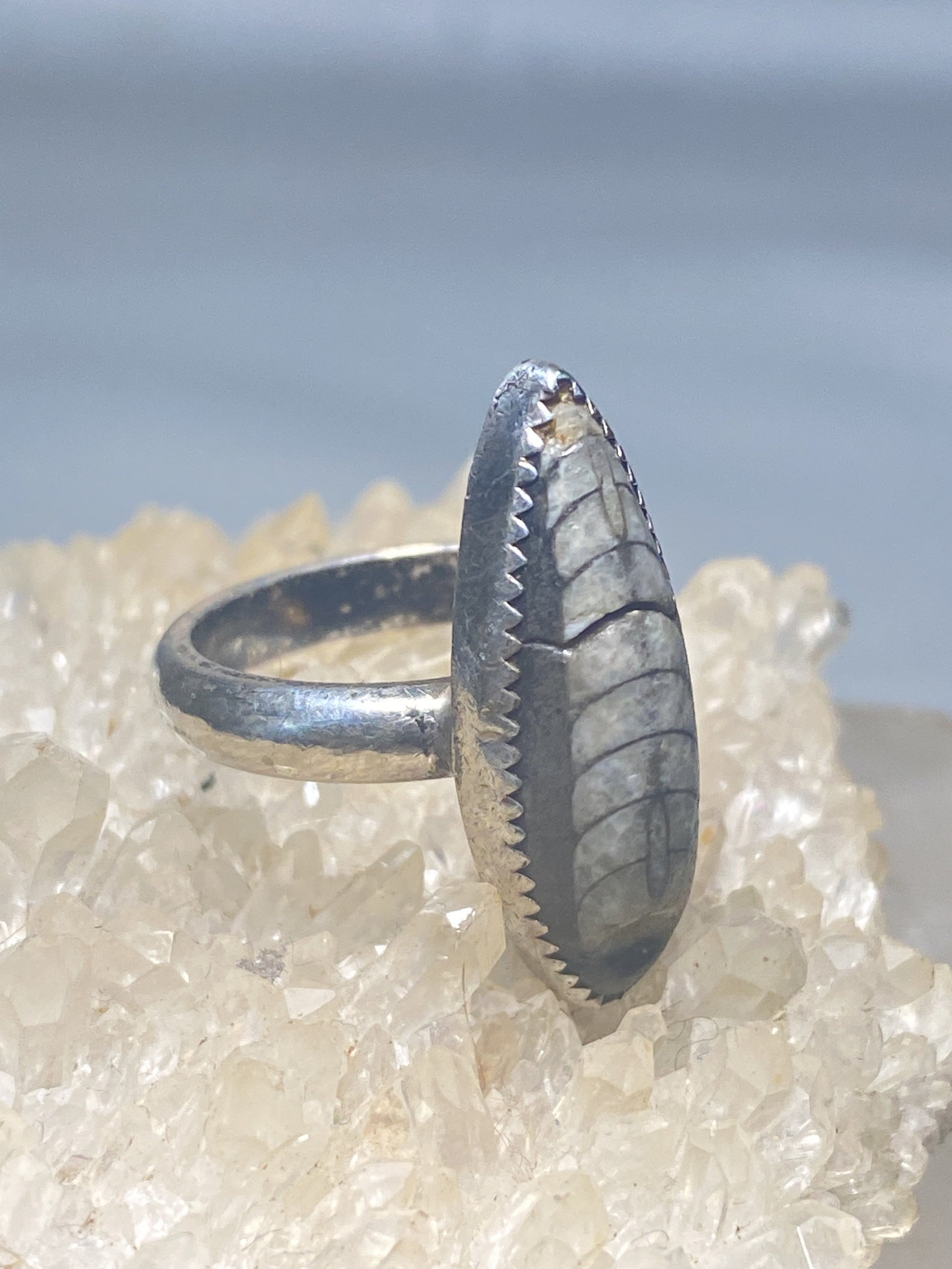 Fossil Ring Long Fossil Sterling Silver Women Girls Size 6.25 - Etsy