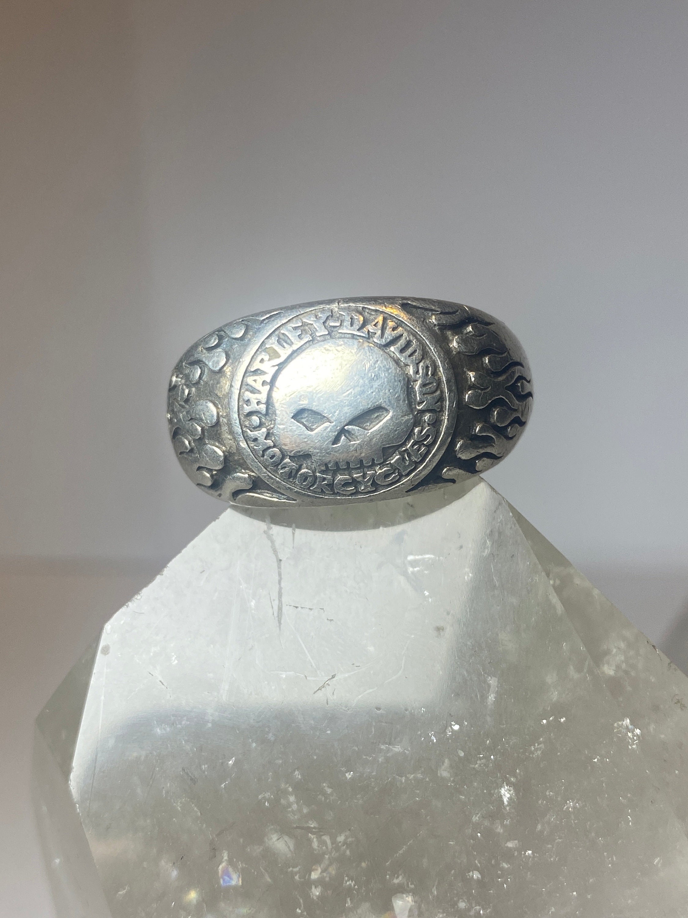 Harley Davidson Ring Biker Band Flames Sterling Silver Women | Etsy