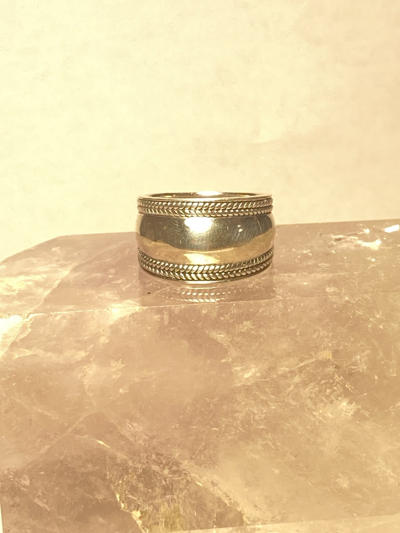 Wide Ring Cigar Band Sterling Silver Women Men Size 6.75 - Etsy