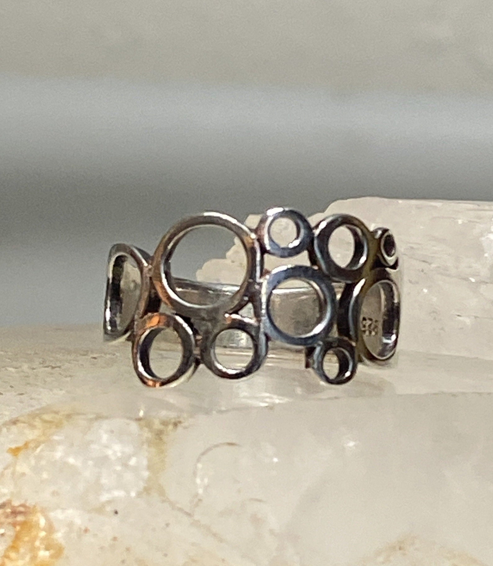 Geometric Ring Bubble Circle Band Southwest Band Sterling - Etsy
