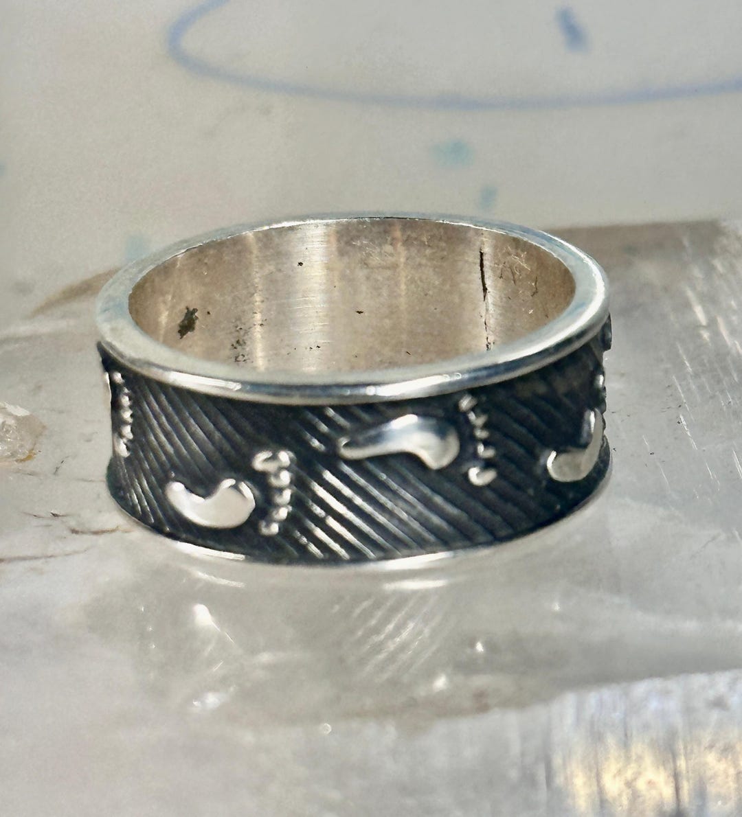Footprint Ring Footprints Band Figurative Size 9.50 Sterling Silver ...
