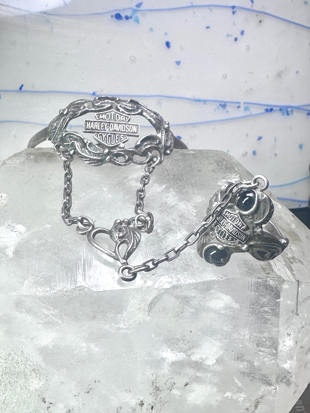 Harley Davidson Ring Bracelet Biker Motorcycle Band Size 7.75 Sterling ...