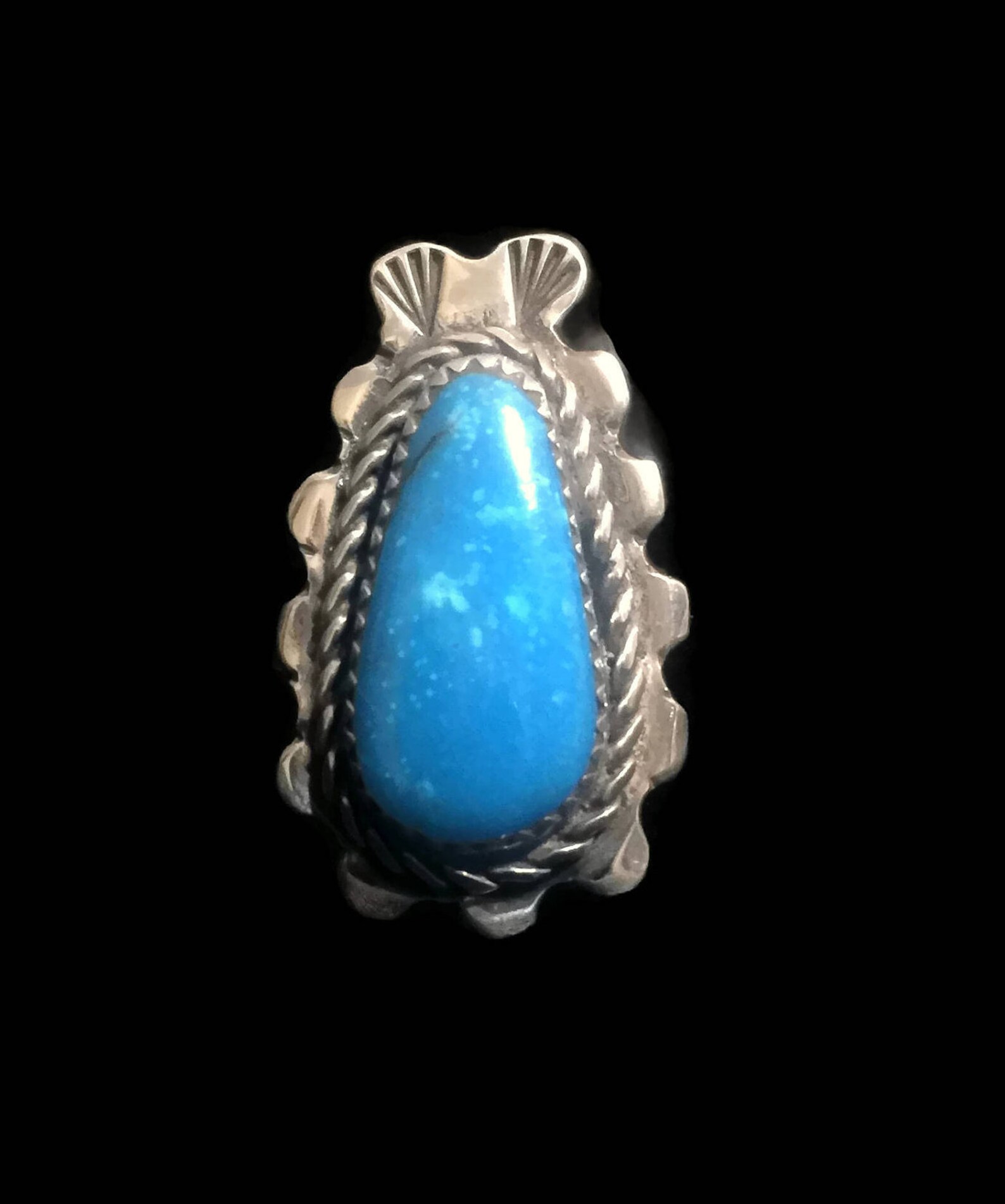 Blue Turquoise Ring Long Turquoise Ring Teardrop Ring Woman - Etsy