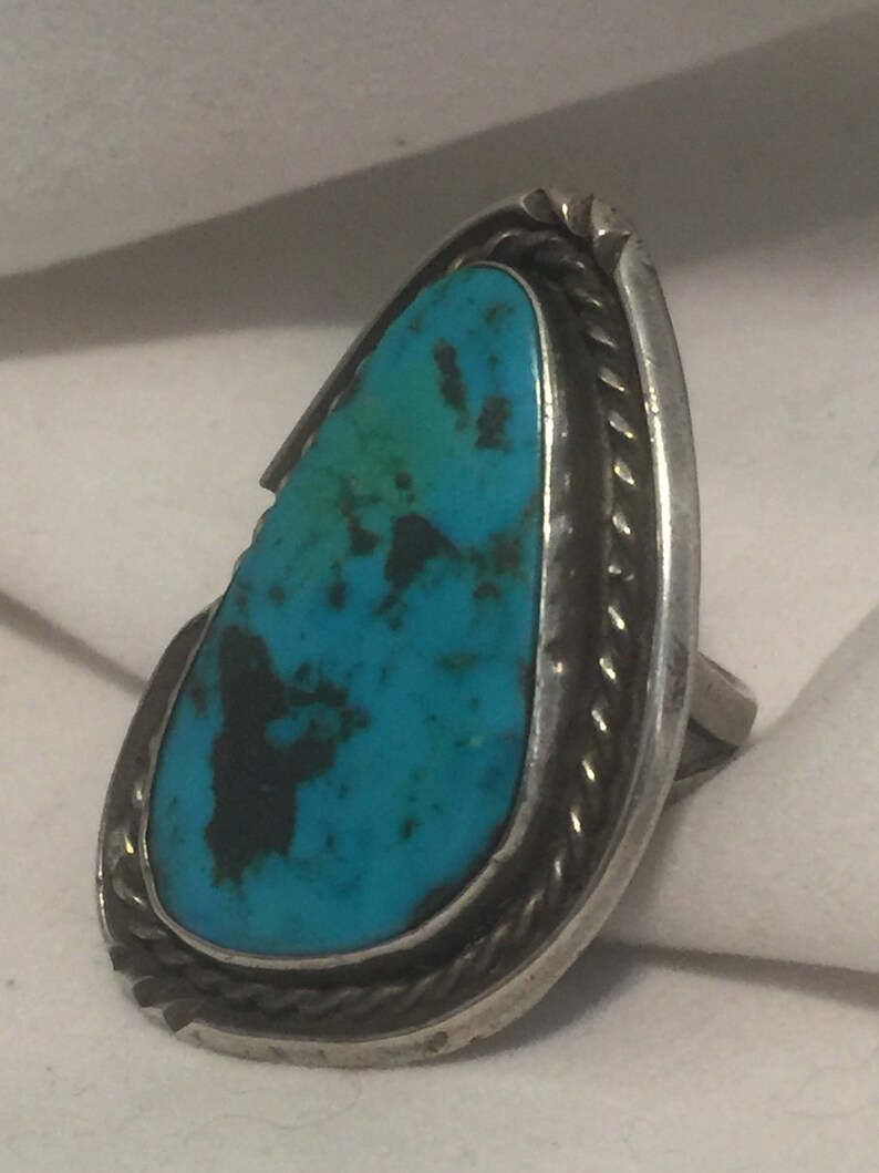 Vintage Sterling Silver Native American Navajo Turquoise Ring | Etsy
