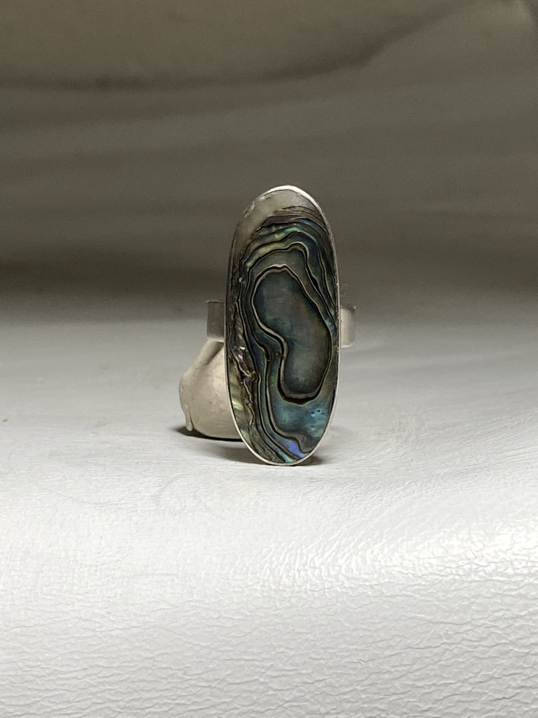 Abalone Ring Long Southwest Women Sterling Silver Size 8 Adjustable - Etsy
