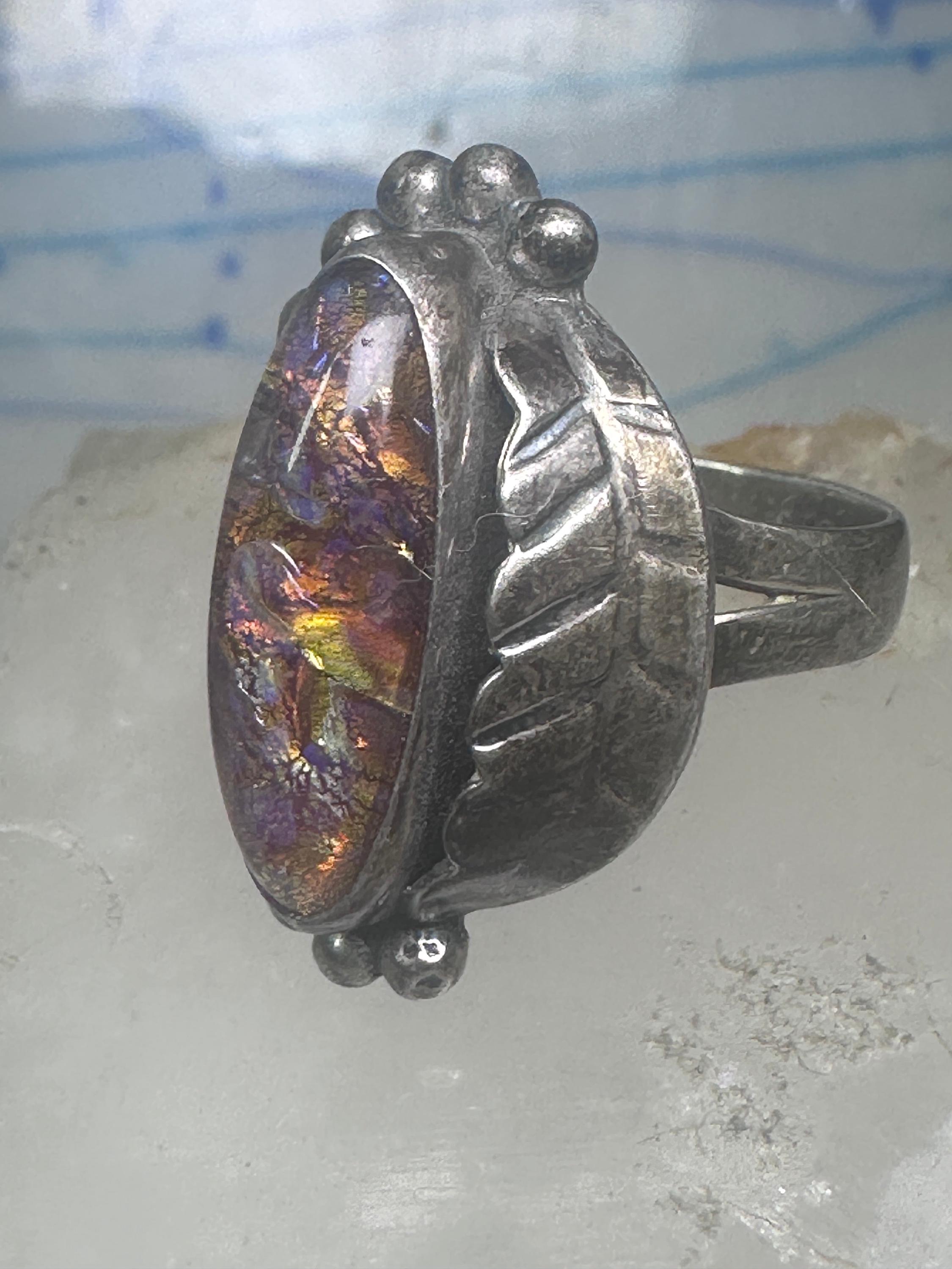 Lab Opal Navajo Leaf Feather Size 8 Sterling Silver Women - Etsy