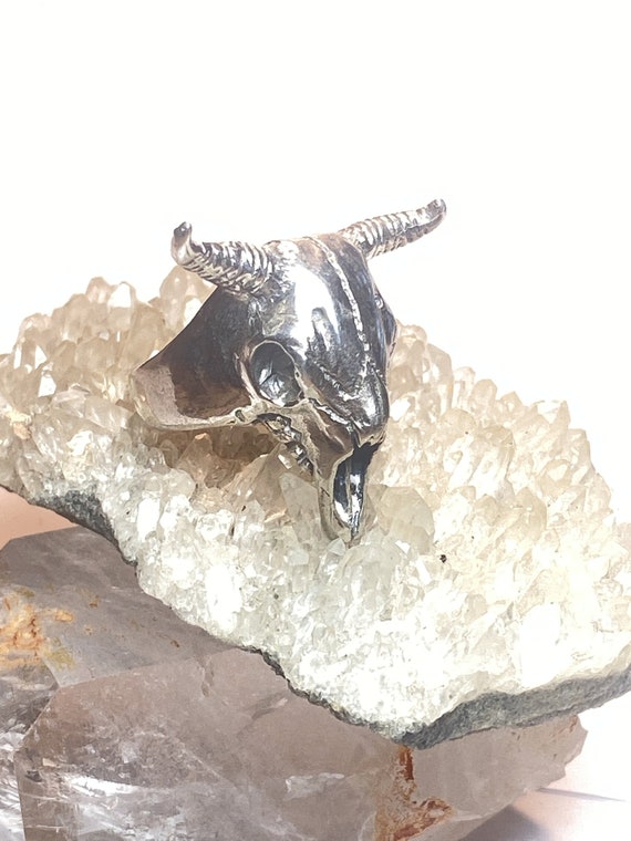 Longhorn ring biker band skull sterling silver women … - Gem