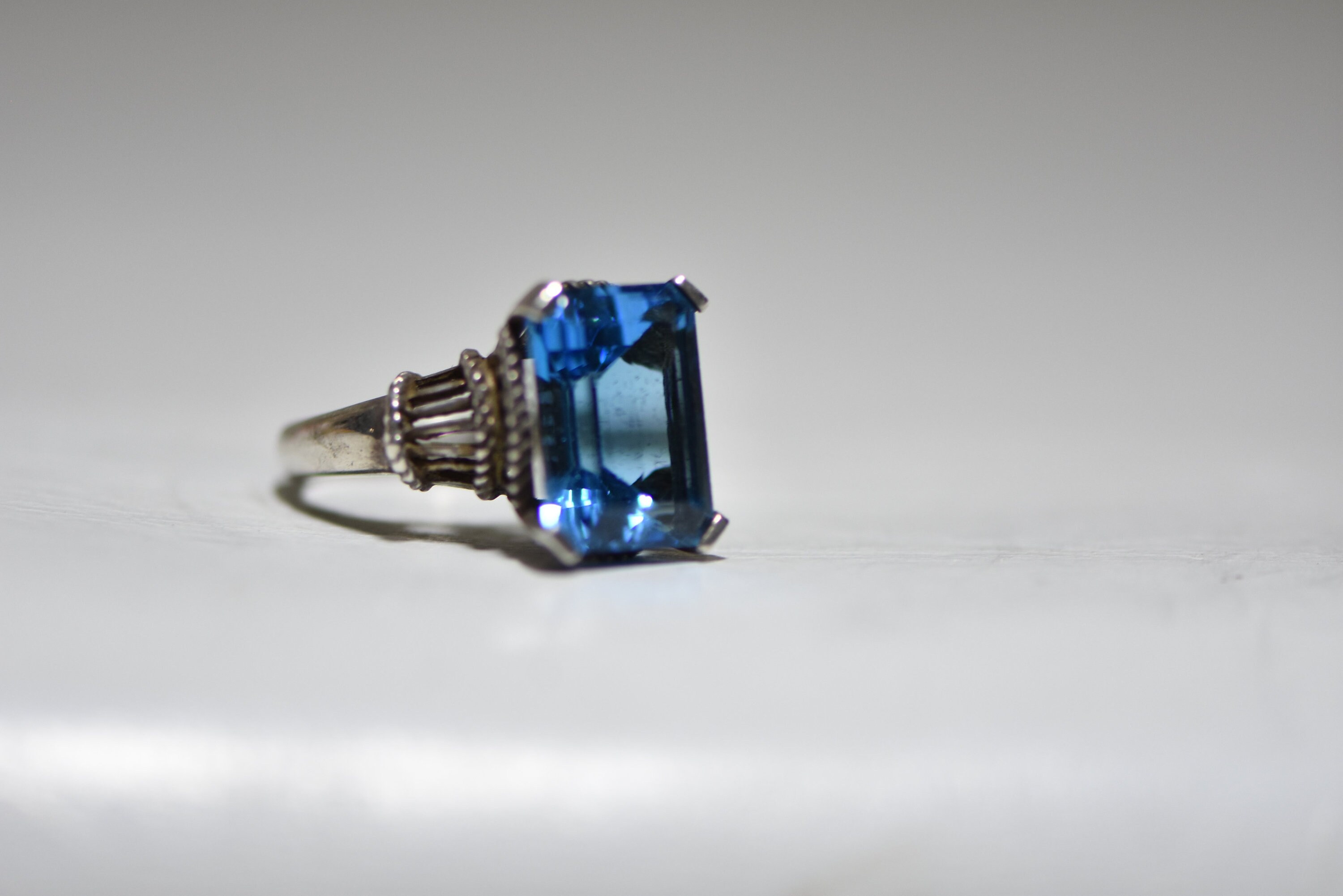 Blue Ice Ring Vintage Crystal Cocktail Sterling Silver Women | Etsy