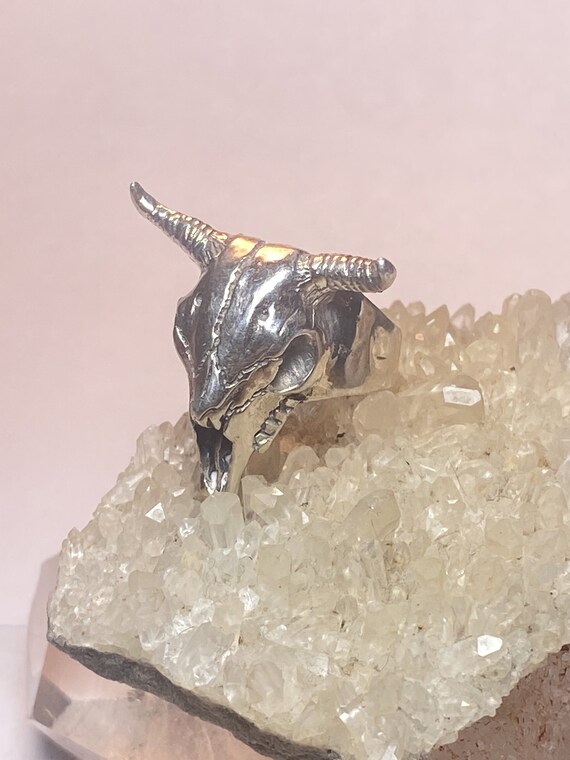 Longhorn ring biker band skull sterling silver women … - Gem
