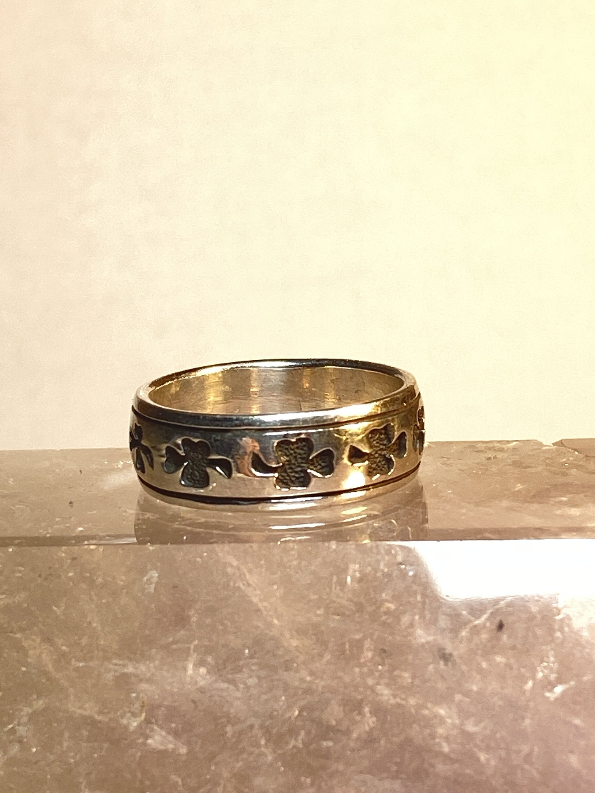 Three Leaf Clover Ring Wedding Band Good Luck Sterling Silver | Etsy