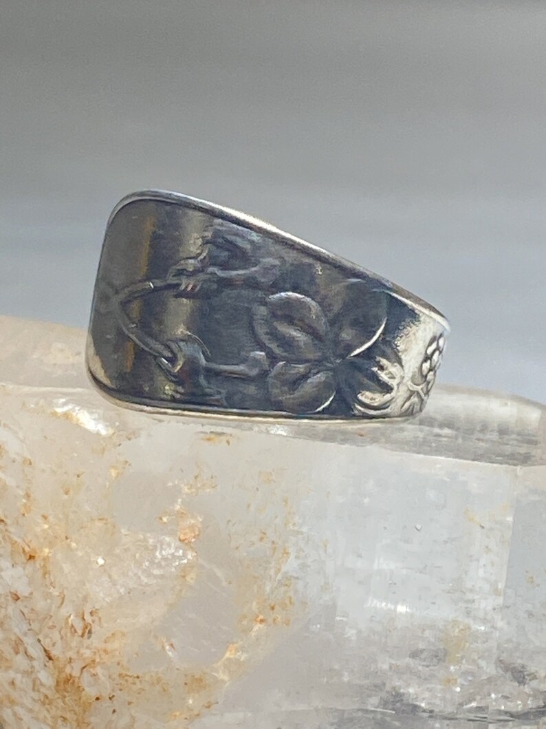 Wishbone Ring Spoon Band 4 Leaf Clover Good Luck Sterling Silver Women ...