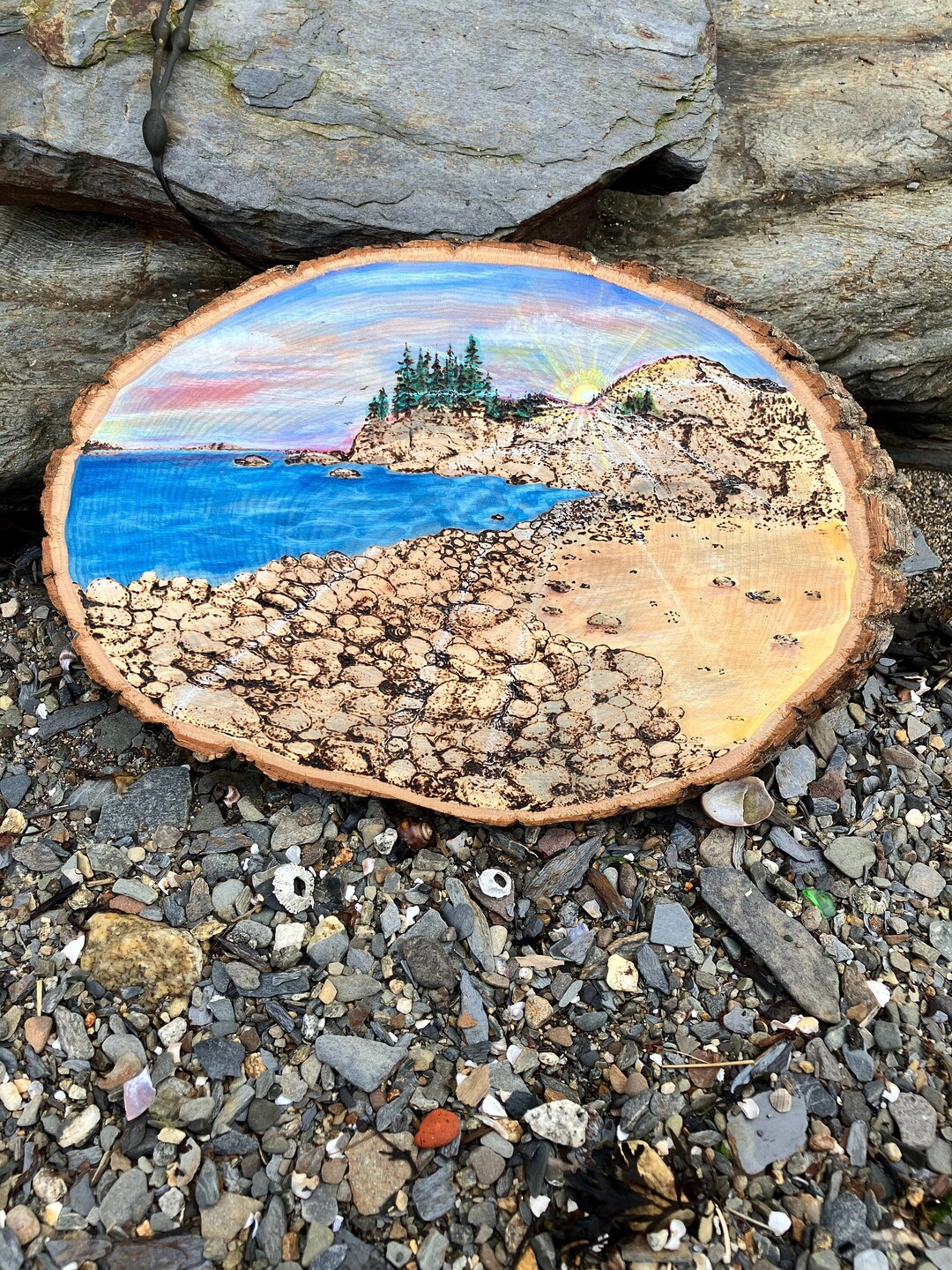 Landscape Painting | Landscape Wall Art | Wall Art | Pyrography | Wood ...