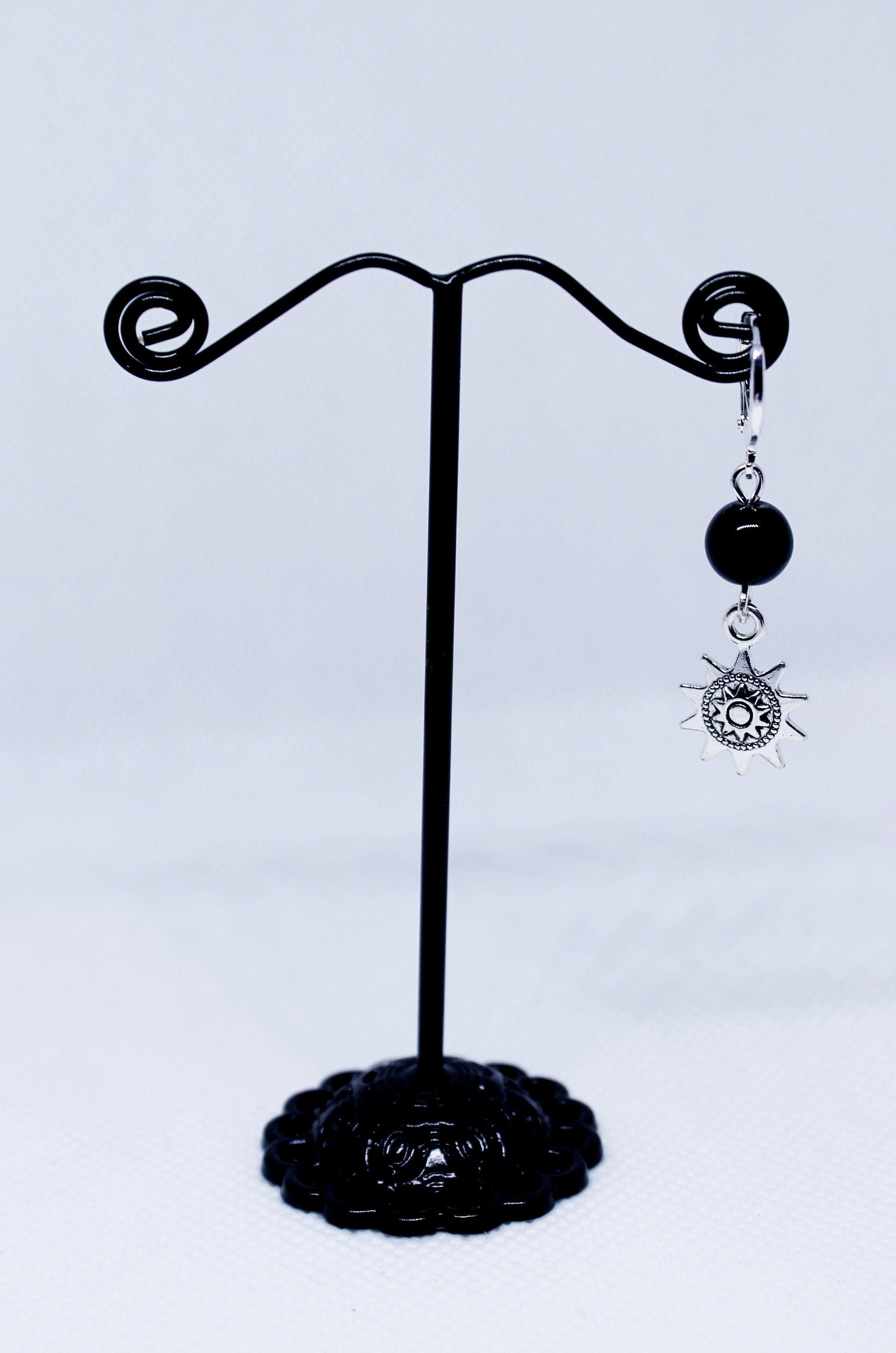 Men's Dangle ONE Earring. Natural Gemstone Earring. Men Onyx Earring ...