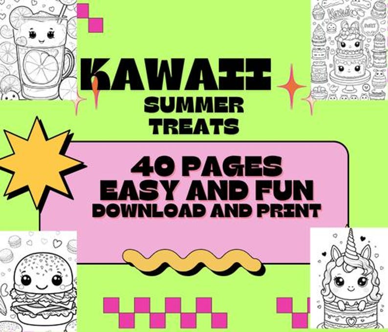 Kawaii Summer Treat Coloring Pages for Kids & Toddlers – 40 Fun ...