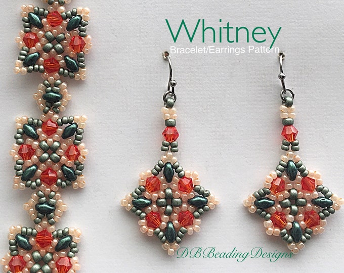 Thalia Beaded Earrings and Bracelet Pattern, Dbbeadingdesigns, PDF, Beading Tutorial, Easy ...