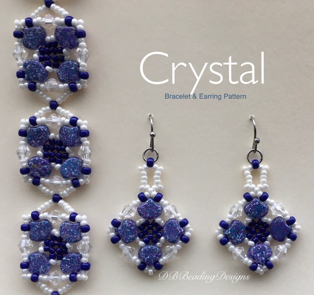 Crystal Beaded Bracelet and Earring Pattern, PDF, Beading Tutorial ...
