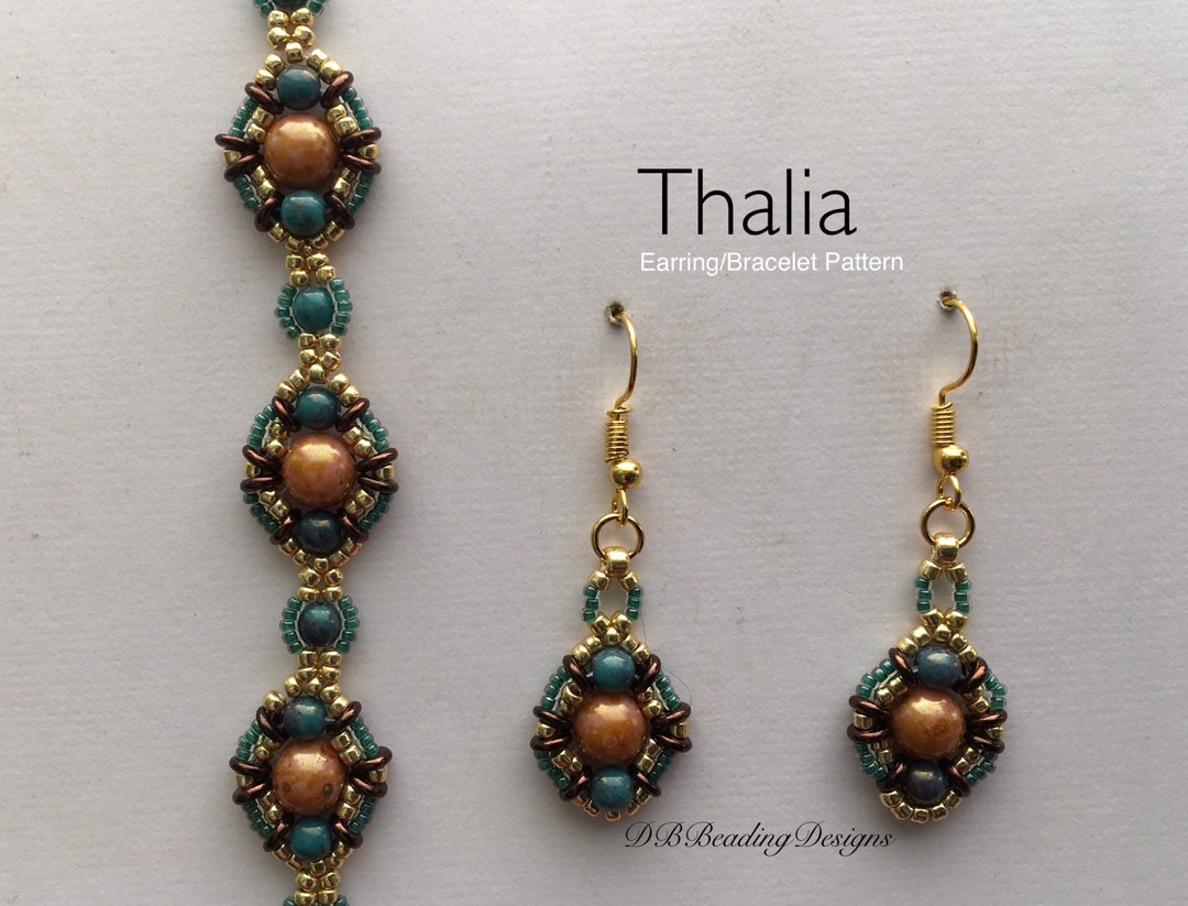 Thalia Beaded Earrings and Bracelet Pattern, Dbbeadingdesigns, PDF, Beading Tutorial, Easy ...
