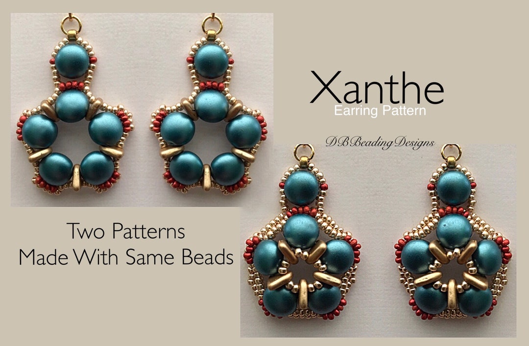 Xanthe Beaded Earrings Pattern, Dbbeadingdesigns, PDF, Beading Tutorial ...