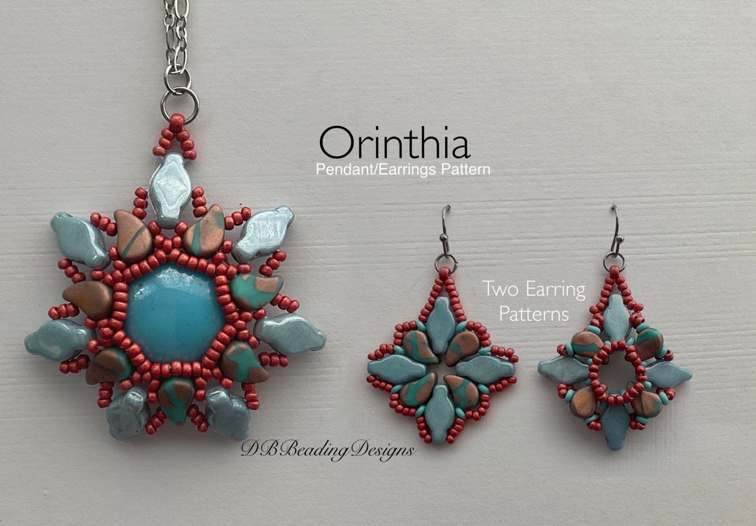 Orinthia Beaded Pendant and Earrings Pattern, Dbbeadingdesigns, Instant ...