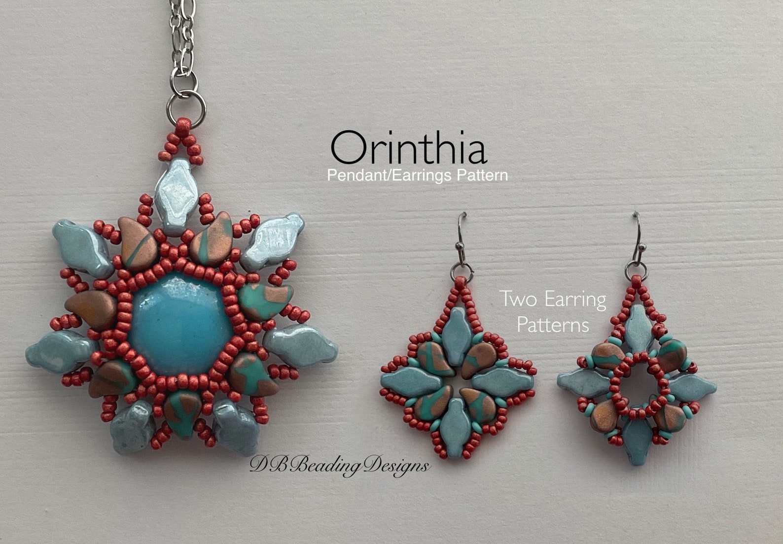Orinthia Beaded Pendant and Earrings Pattern - Etsy