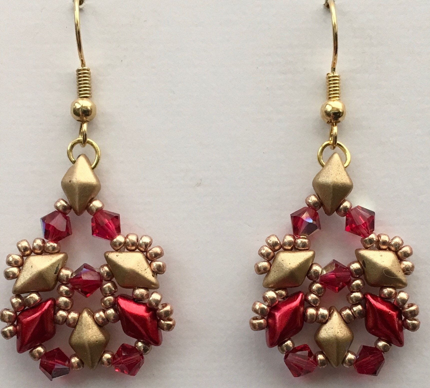 Ruby Beaded Earrings - Etsy