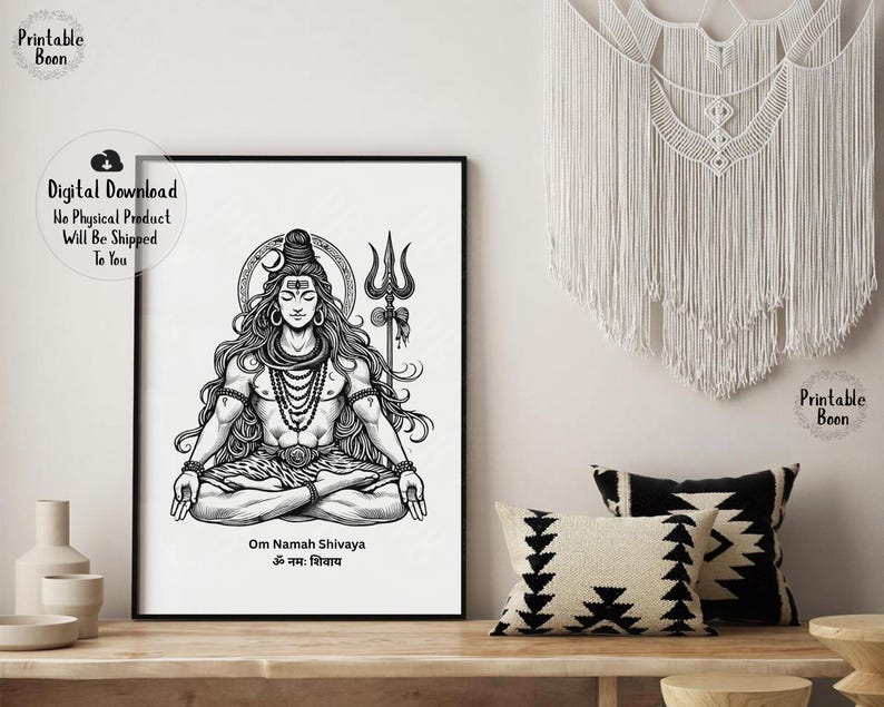 Om Namah Shivaya Poster, Hindu God Shiva, Wall Art, Sanskrit Mantra ...