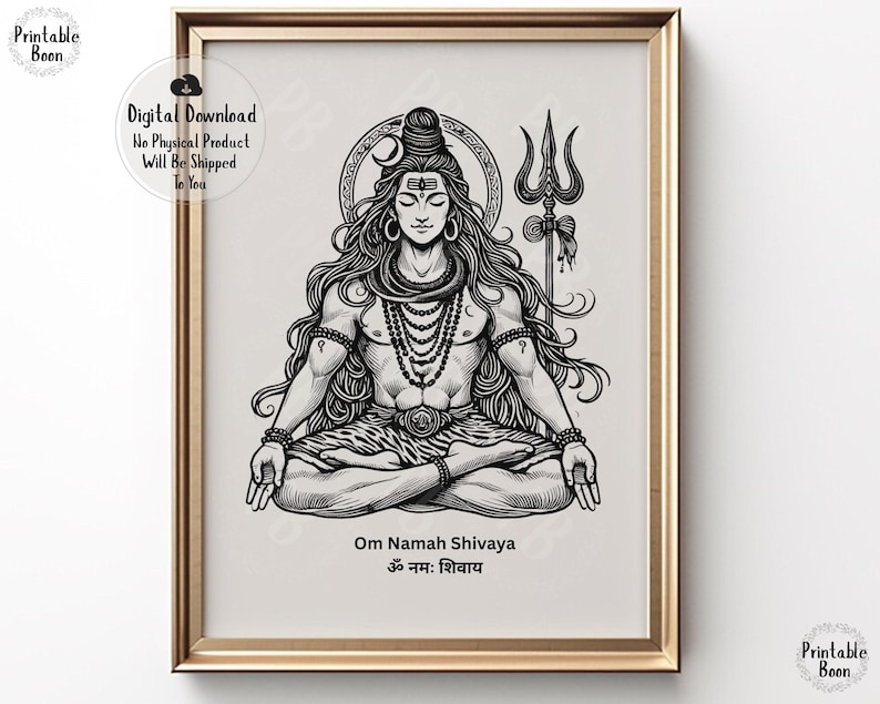 Om Namah Shivaya Poster, Hindu God Shiva, Wall Art, Sanskrit Mantra ...