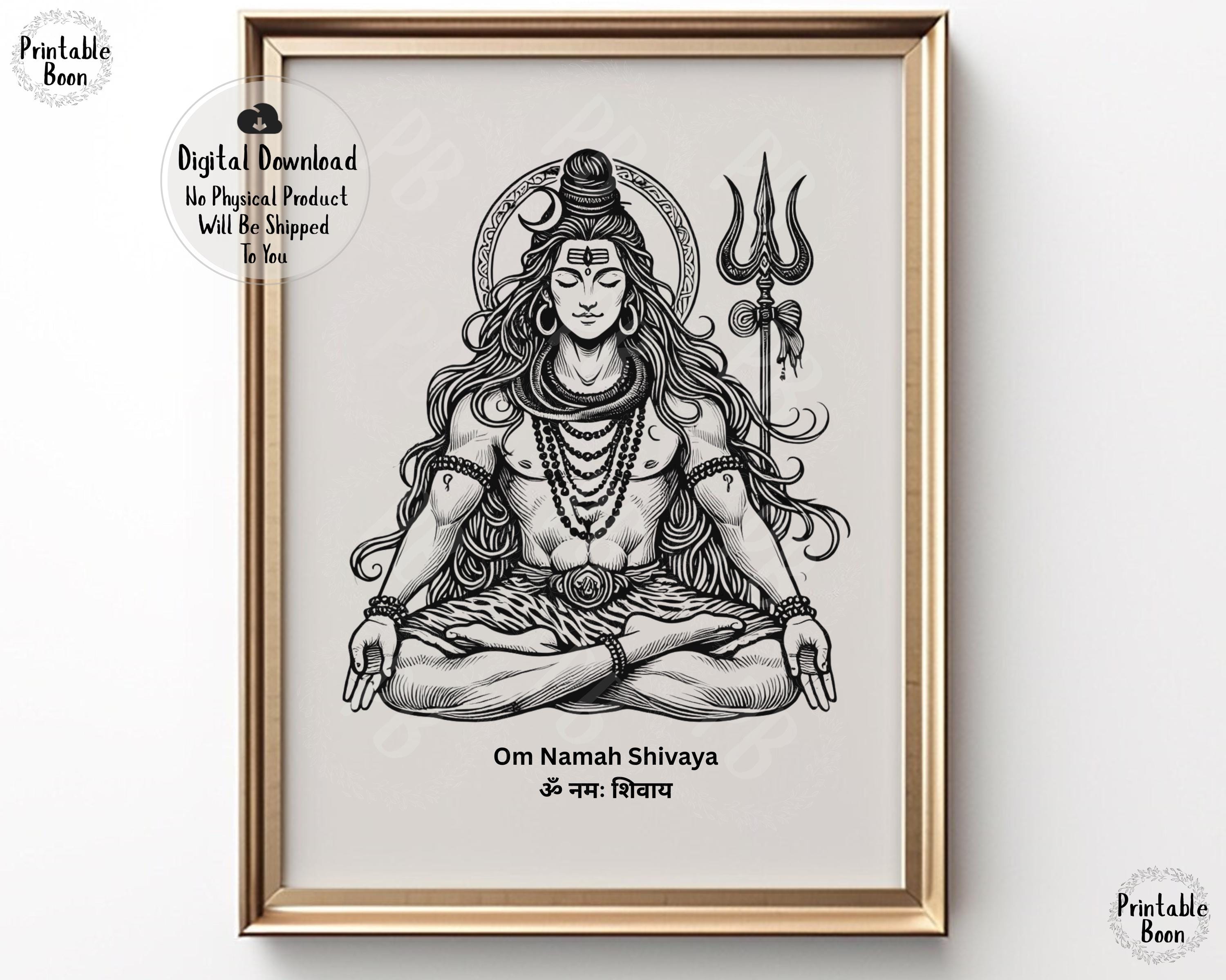 Om Namah Shivaya Poster, Hindu God Shiva, Wall Art, Sanskrit Mantra ...