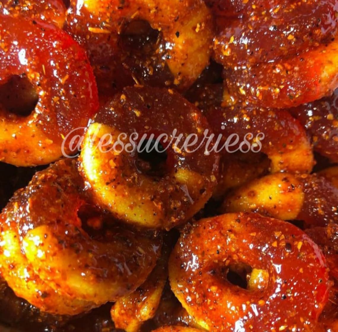 Chamoy Peach Rings Spicy Peach Rings Dulces Enchilados Etsy