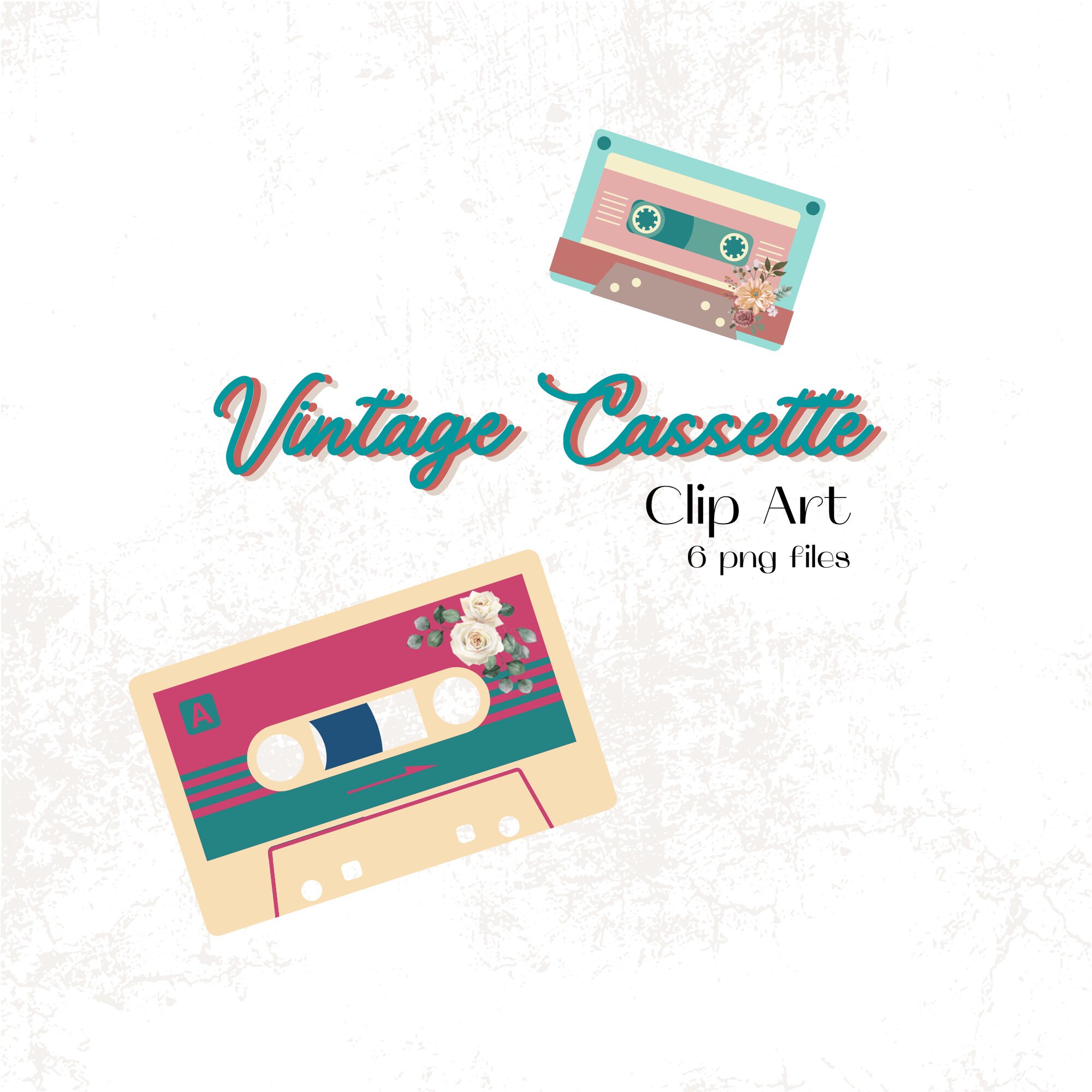 Vintage Cassette Tape Png Retro Music Clipart With Flower Accent - Etsy