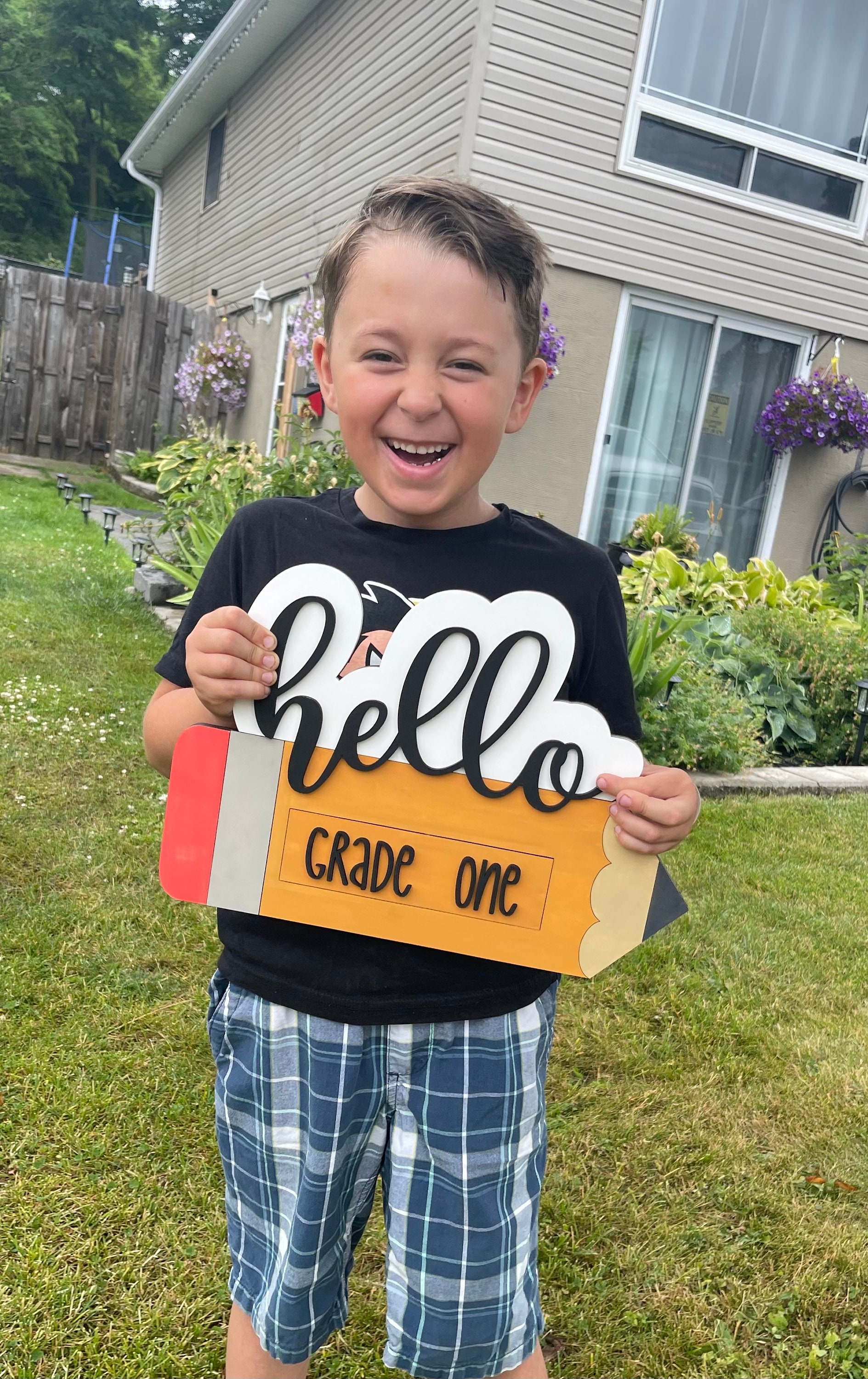 Hello Goodbye Pencil Sign, Laser Cut File, Glowforge , Interchangeable ...