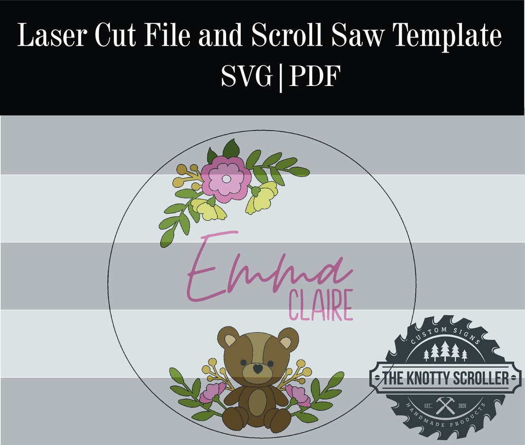 Emma Bear Floral Laser File, Glowforge SVG, Flower Cut File, Nursery ...