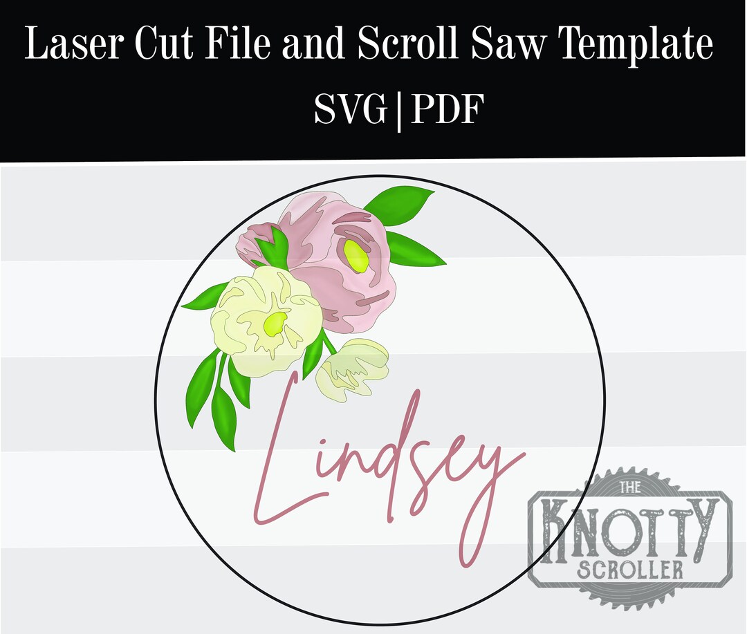 Lindsey Watercolour Floral Sign Svg , Glowforge SVG, Flower Cut File ...