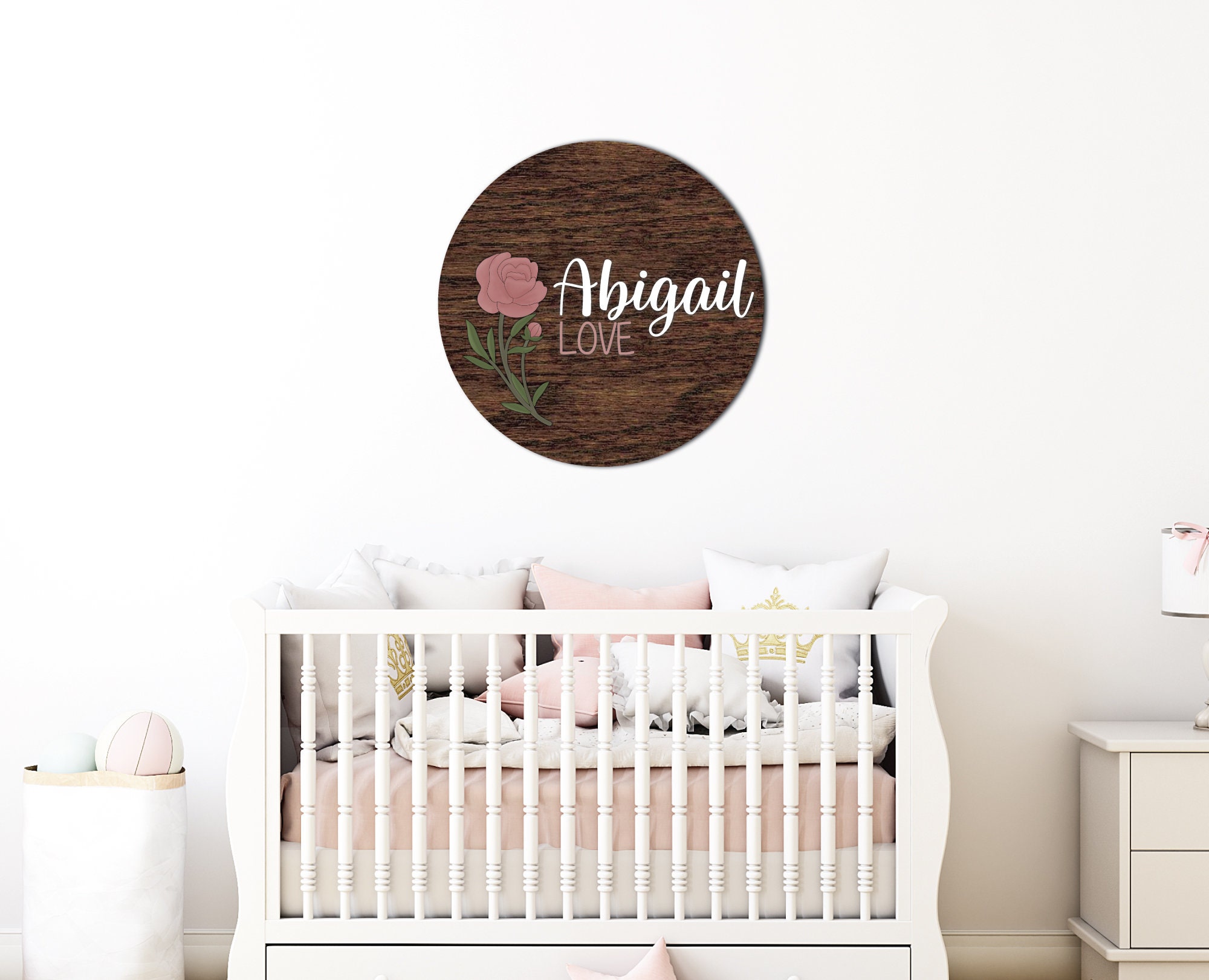 Abigial Love Floral Sign Svg , Glowforge SVG, Flower Cut File, Nursery ...