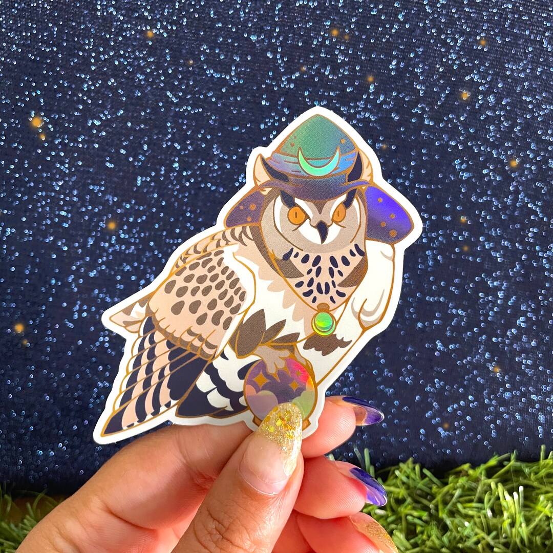 Nyx Holographic Vynil Sticker, Witch Eagle Owl, Cute Halloween Familiar ...