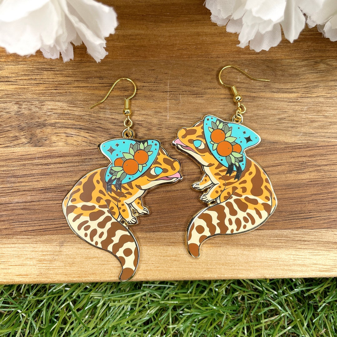 Liz Earrings, Witch Leopard Gecko Lizard, Cute Halloween Family Animal ...