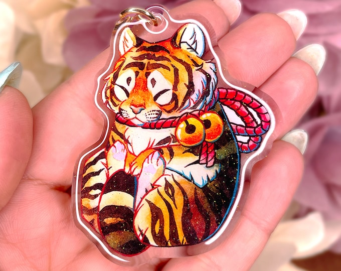 Tiger Keyring, Tiger Keychain, Tiger Bag Charm, Personalised Keyring ...