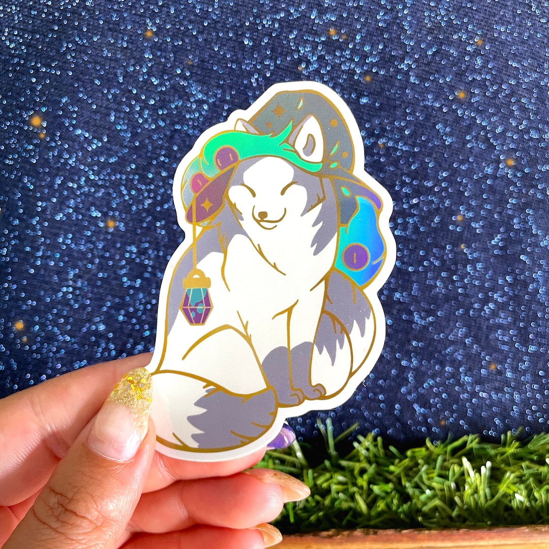 Shiro Holographic Vynil Sticker, Artic White Fox Witch, Cute Halloween ...