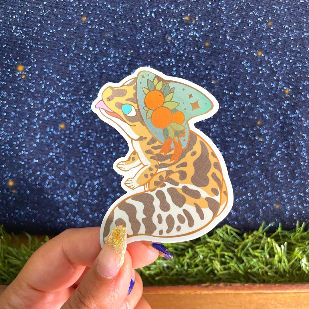 Liz Holographic Vynil Sticker, Witch Leopard Gecko Lizard, Cute ...