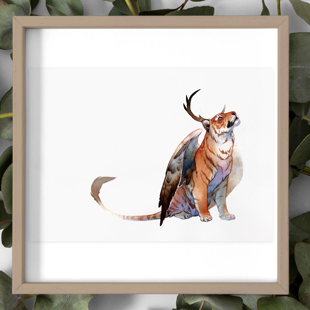 Chimera - Prints, Cute Tiger With Wings, Nature Fantasy Big Cat Animal ...