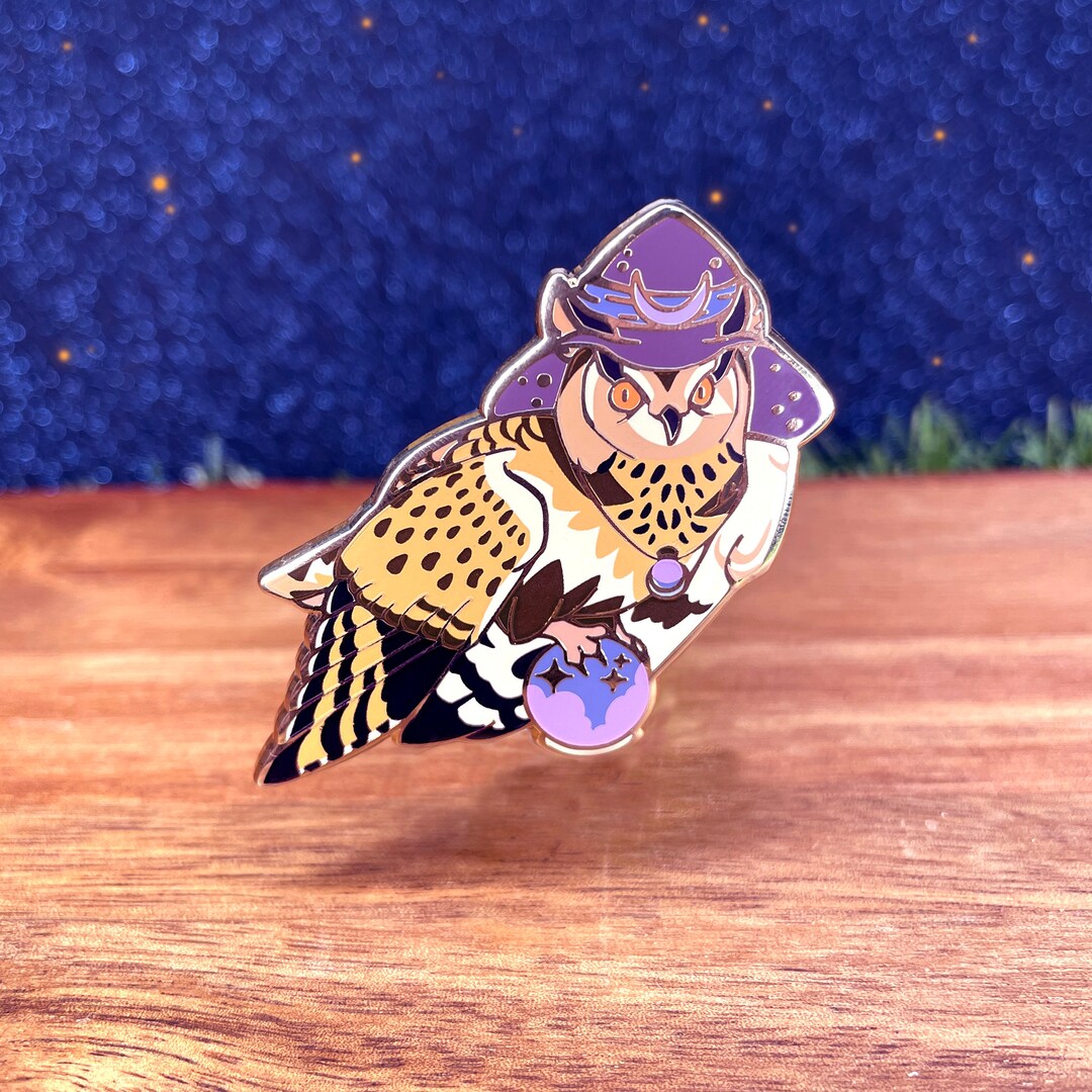 Nyx Hard Enamel Pin, Witch Eagle Owl, Cute Halloween Animal Familiar ...