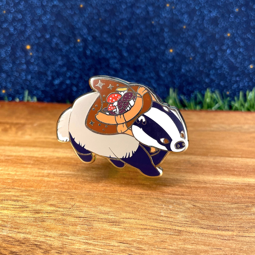 Teixugo Hard Enamel Pin, Badger Mushrooms Witch, Cute Halloween Animal ...