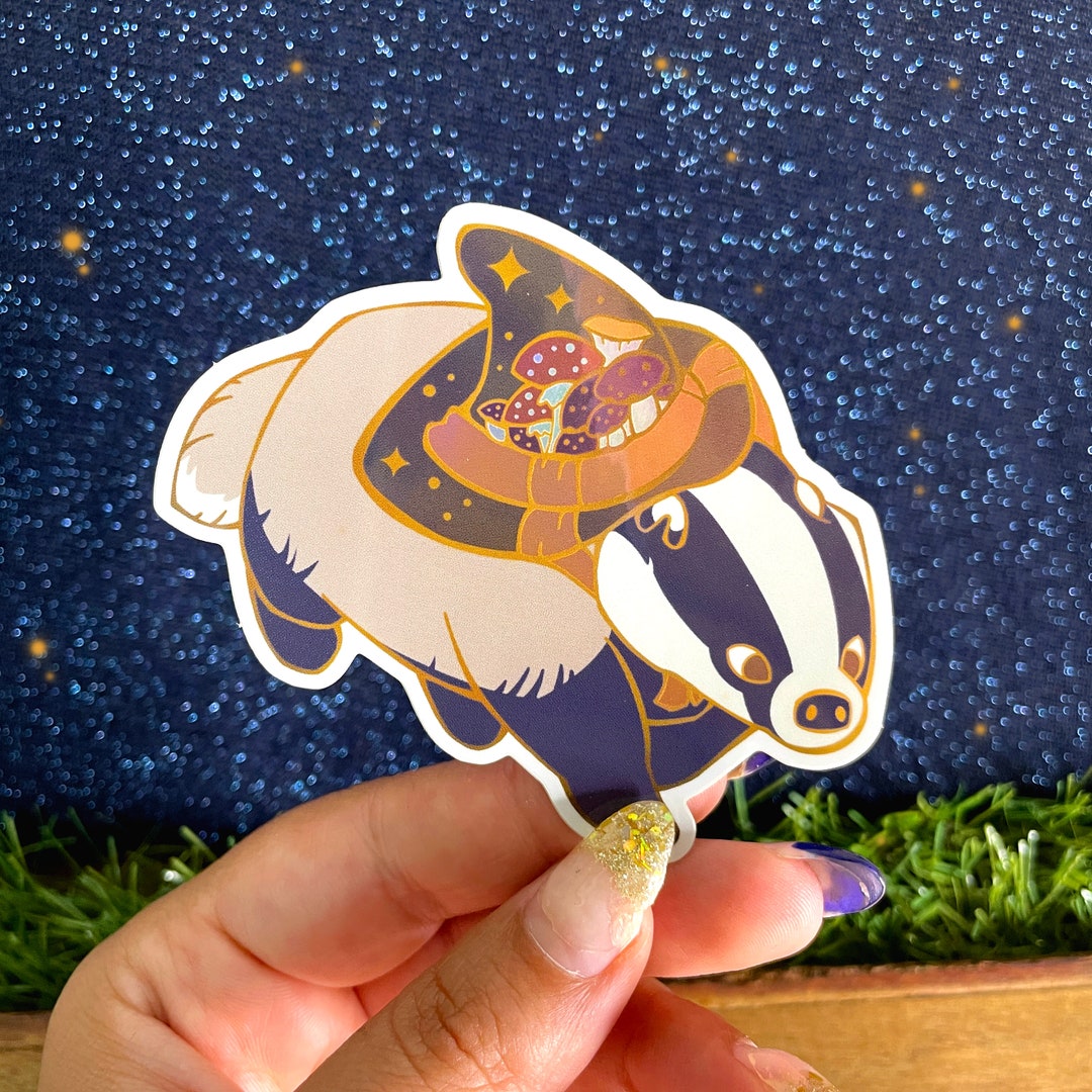 Teixugo Holographic Vynil Sticker, Badger Mushrooms Witch, Cute ...