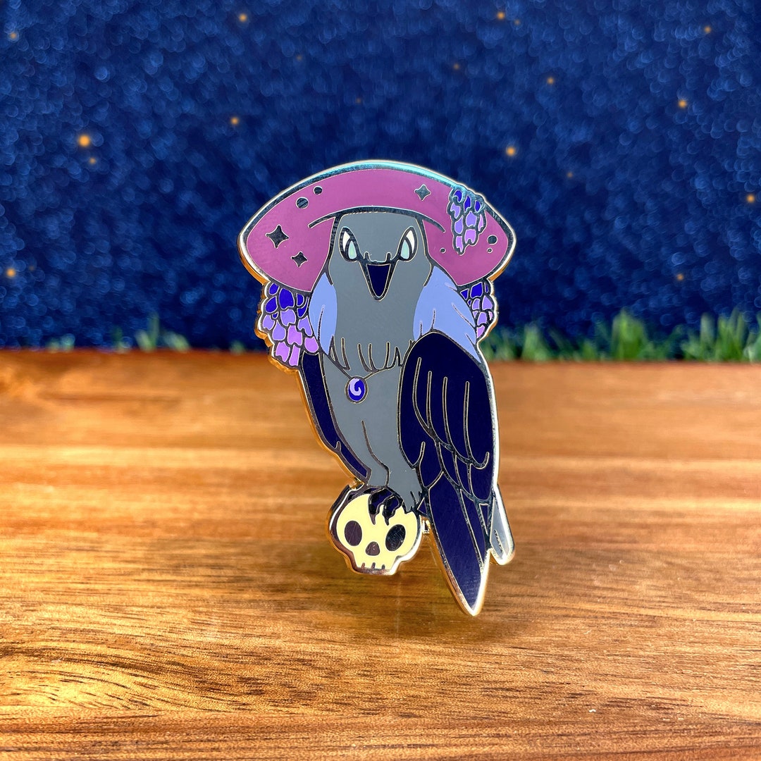 Morpheus Hard Enamel Pin, Witch Jackdaw Raven Crow, Cute Halloween ...